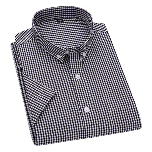 Men's Black Checked Half Sleeve Shirt - Goamen