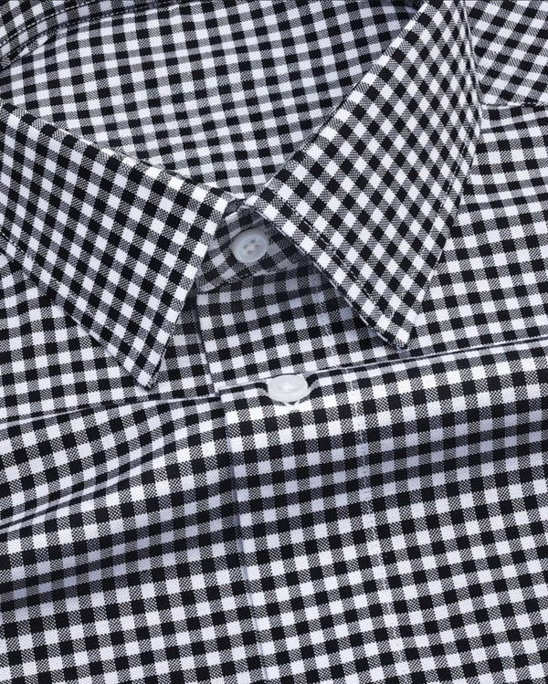 Men's Black Checked Full Sleeve Shirt - Goamen